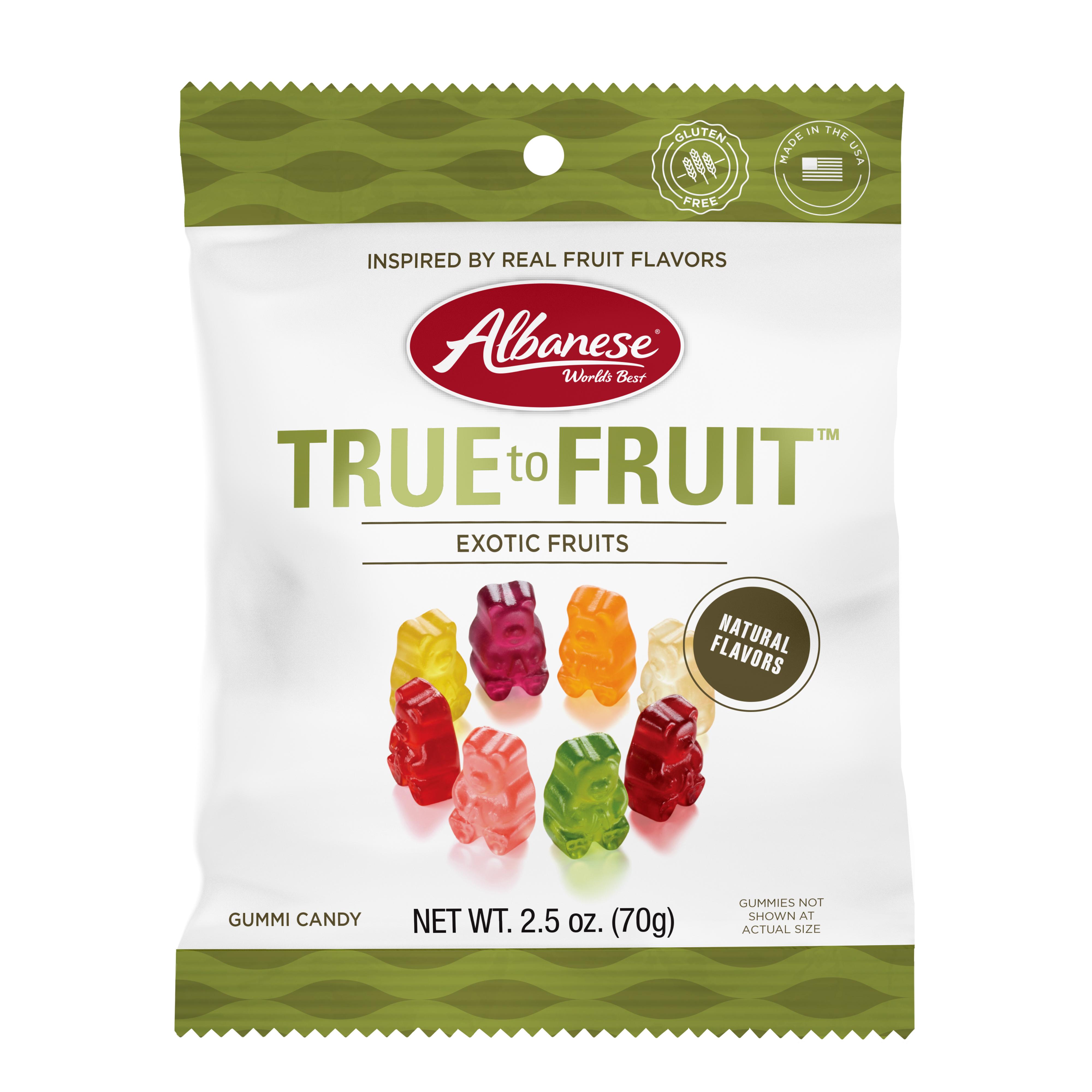 True to Fruit™ Exotic Fruits, 2.5oz Peg Bag | Albanese Confectionery